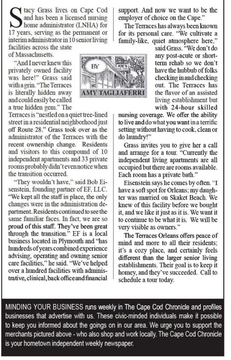 The Cape Cod Chronicle - Minding Your Business - Terraces Orleans - EF ...